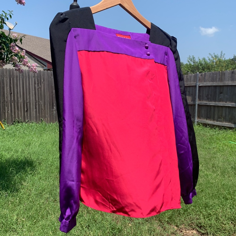 1970s Colorblock Blouse - Gem